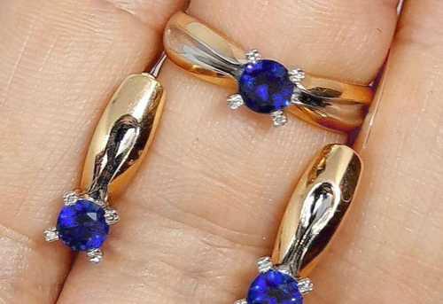 Новые золотые серьги и кольцо с бриллиантами