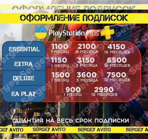 Подписка PS plus/EA play Украина 1-3-12 мес