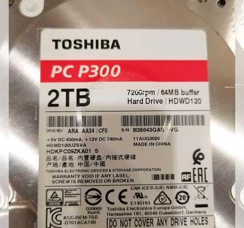 Жесткий диск Toshiba 2 тб