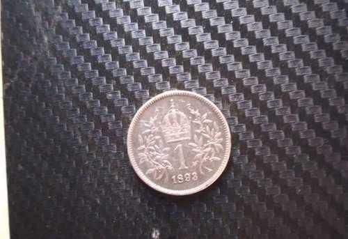 Серебряная монета 1 корона Австрия 1893 год