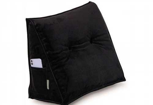 Клиновидная подушка на кровать диван Черный шелк 6