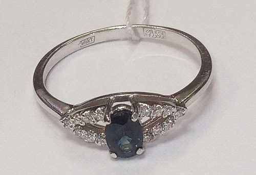Золотое кольцо с бриллиантами и сапфиром р18 (2500
