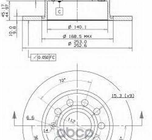 Диск торм.зад. audi A3 03-13 08.9502.11 Brembo