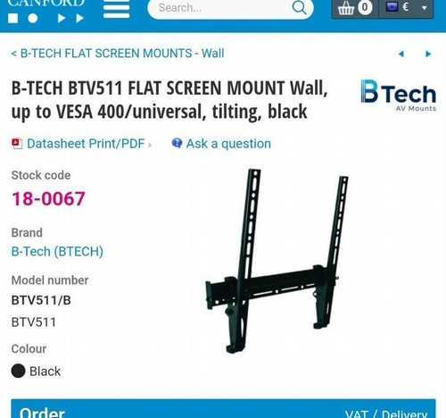 Кронштейн B Tech Ventry BTV5 1 1