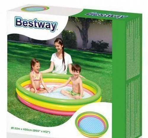Детский надувной бассейн bestway "Лето" с надувным