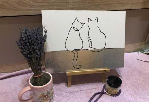 Интерьерная картина влюблённые котики