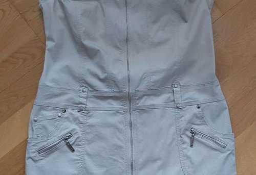 Платье джинсовое на молнии бежевое р.50-52