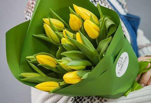 Букет 15 желтых тюльпанов, цветы доставка