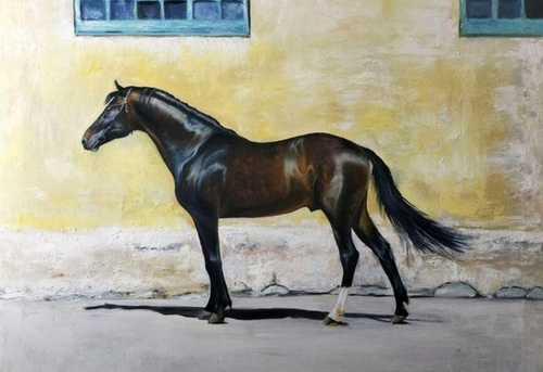Картина конь "Пепел" маслом на холсте