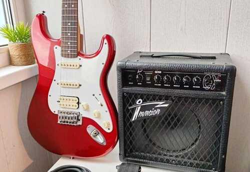 Электрогитара Fender Squier HSS +Комбик 15вт +к-кт