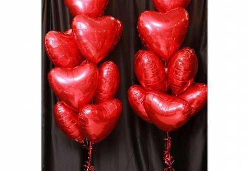 21 красное фольгированное сердце для влюбленных