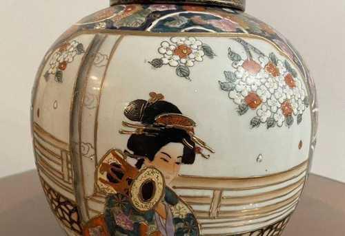 Антикварная ваза чайница с крышкой фарфор Китай