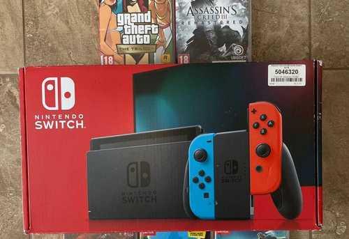 Nintendo switch 32+128gb с играми