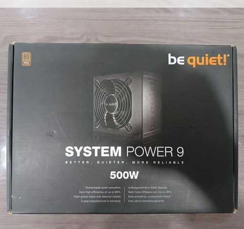 Be quiet system power 9 500W Bronze с гарантией