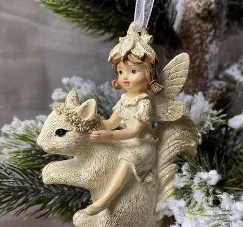 Новогодняя елочная игрушка «фея на белочке»