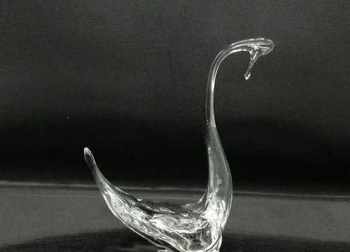 Статуэтка Лебедь 14 см гутное выдувное стекло