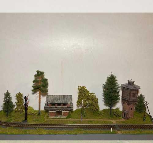 Железная дорога 1:87, H0, диорама "перегон" макет