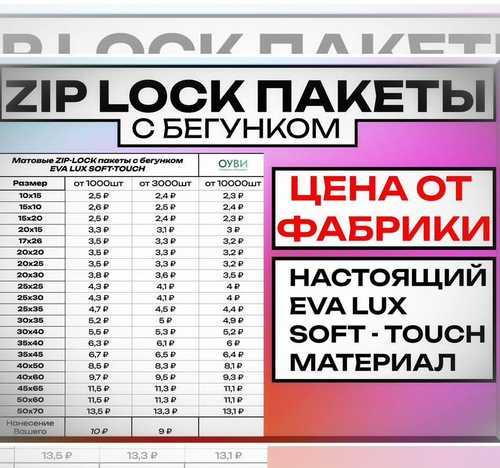 Пакет зип лок с бегунком 30х40