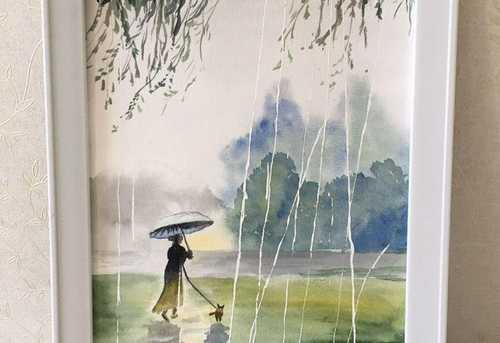 Картина акварелью «Летний дождь»
