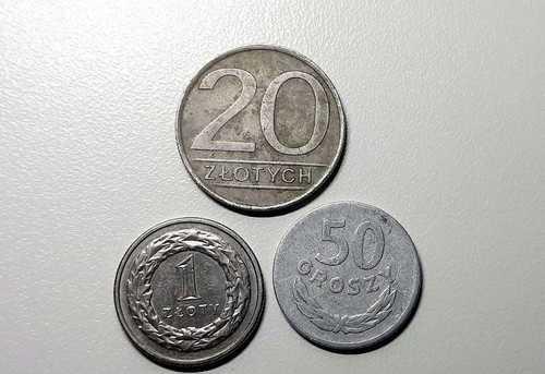 Монеты Польши 20,1 злотых и 50 грошей