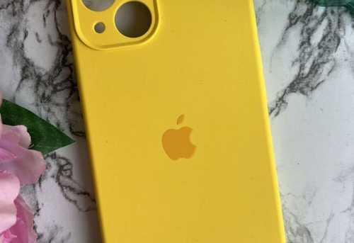 Чехол силиконовый iPhone 13 с яблоком Желтый