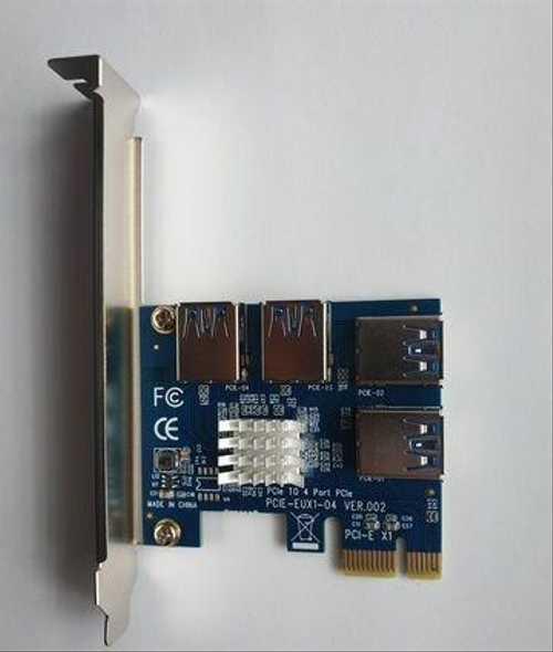 PCI-Express разветвитель 1 х 4, для майнинга