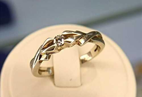 Золотое кольцо с бриллиантом 585 пробы золото(бдж)
