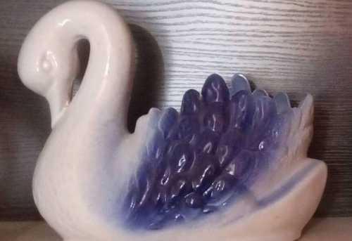 Фарфоровая конфетница ваза Лебедь
