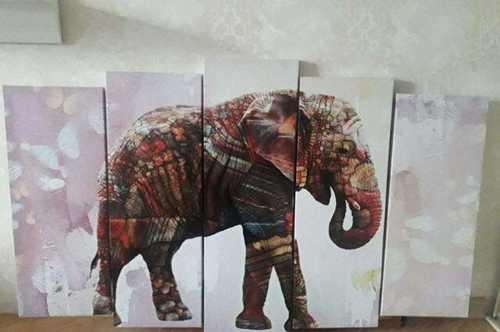 Картина модульная слон