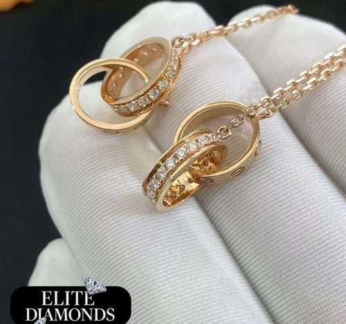 Подвеска Cartier Love желтое золото 585 проба 18 шт. бриллиант 0.2219 карат