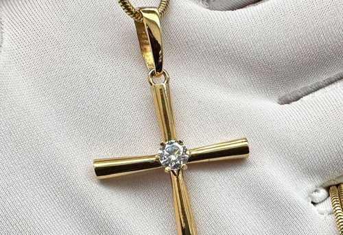 Крест крестик кулон серебро позолота