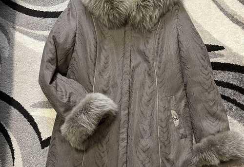 Пальто зимнее женское 48 50 с натуральным мехом