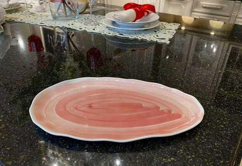 Блюдо керамика, розовое, 30 х 18 см
