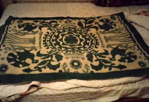 Одеяло детское шерстяное зеленое тяжелое б/у