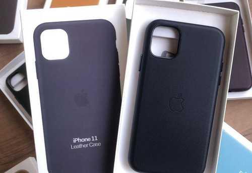 Чехол на iPhone 11 Leather case кожаный синий