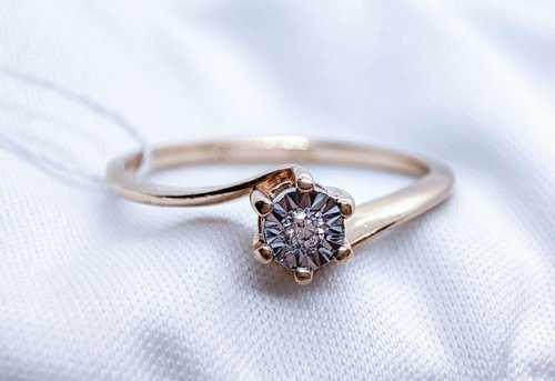 Золотое кольцо с бриллиантом р-р 16 (14670)