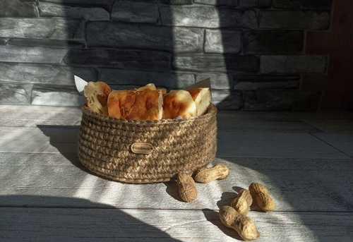 Хлебница из джута. Корзина для фруктов вязанная