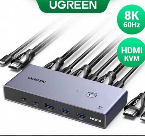 KVM Переключатель ugreen 8K60Hz hdmi 2.1 (Новый)