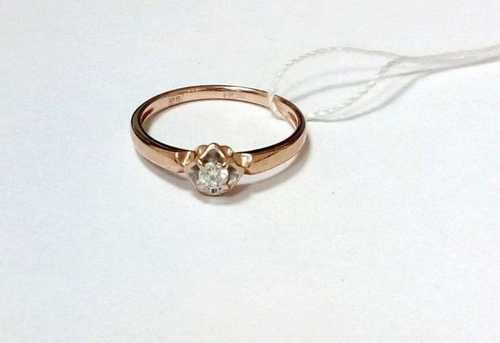 Золотое кольцо с бриллиантом 585 пробы р-16