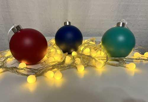 Набор стеклянных елочных игрушек (шар 10 см)
