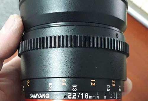 Samyang 16mm T2.2 vdslr для Canon