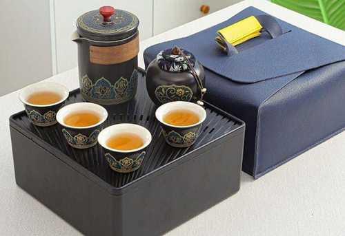 Чайный набор 6 предметов в кейсе с узорами