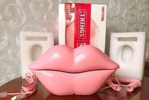 Винтажный ретро телефон pink lips