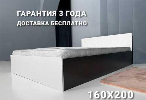 Кровать 160х200 венге/белая с матрасом с гарнатией