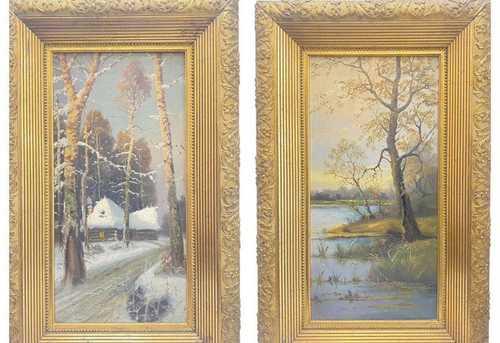 Картины Парные Холст Масло 19-20 век Пейзаж