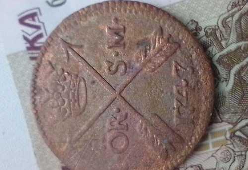 1 эре 1747г. Швеция красивая монета