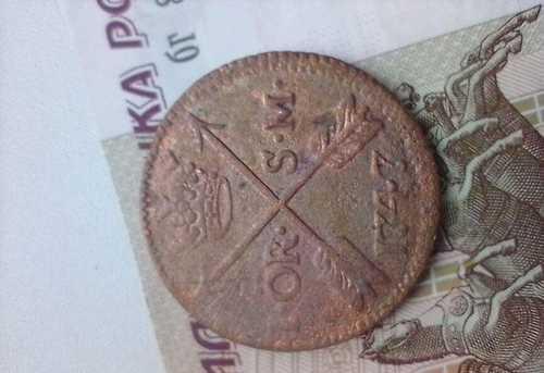 1 эре 1747г. Швеция красивая монета