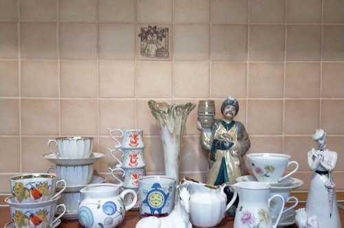 Чайные пары,сливочники,вазы, статуэтки