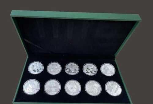 Набор из 10-ти серебряных монет "Панда" 2011-2020
