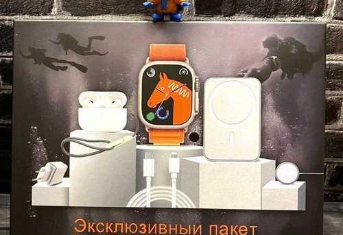 Подарочный набор 6в1 apple наушники smart watch